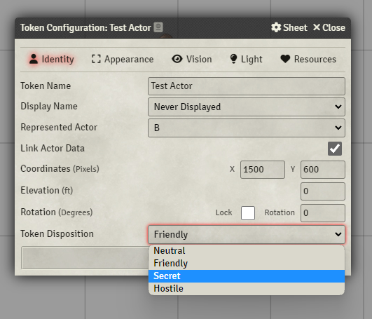 Add Secret Token Disposition Option · Issue #10698 · foundryvtt/pf2e · GitHub