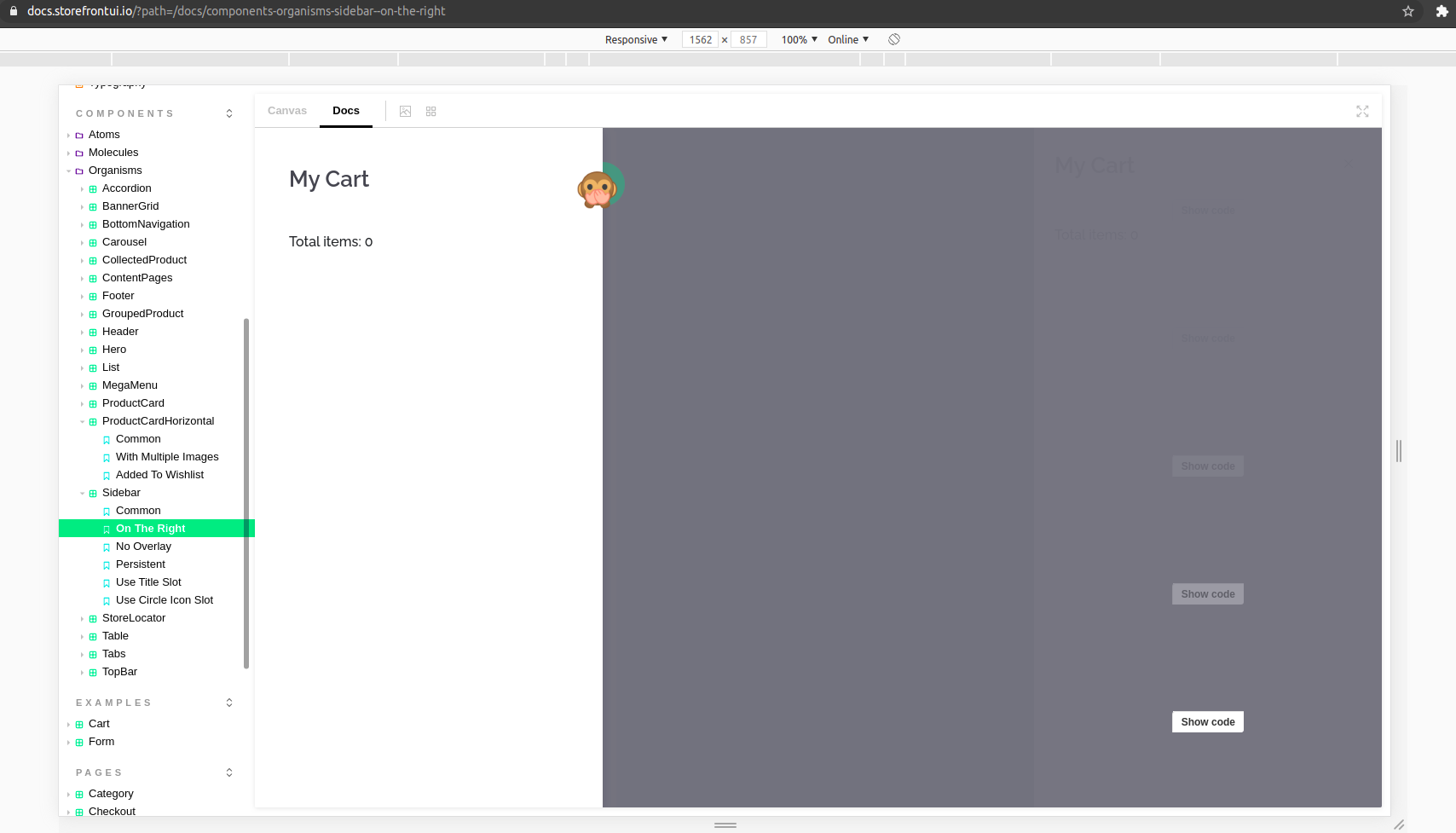 [BUG] Docs tab on SfSidebar storybook doesn't appear · Issue #1634 · vuestorefront/storefront-ui ...