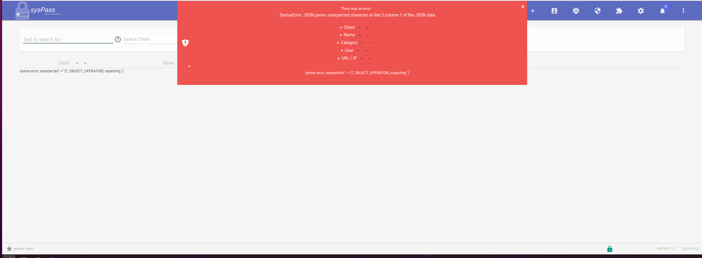 syntax error, unexpected · Issue #1869 · nuxsmin/sysPass · GitHub