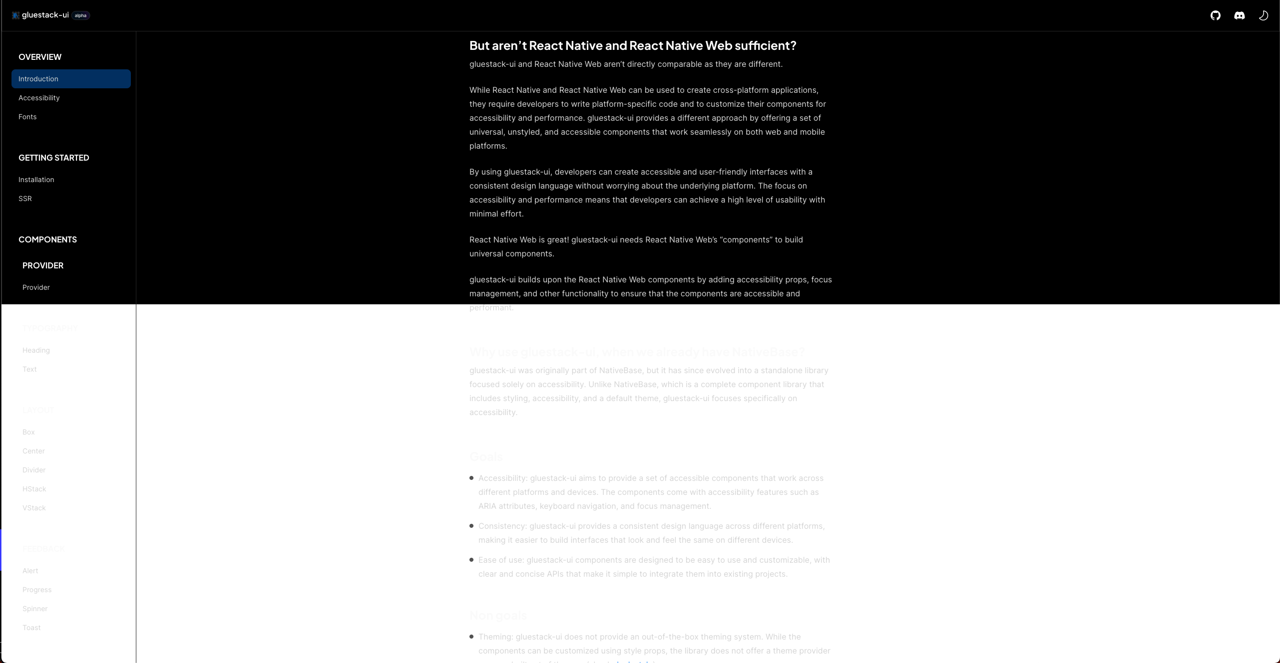 Docs page dark mode only applies to top of page. · Issue #51 · gluestack/gluestack-ui · GitHub