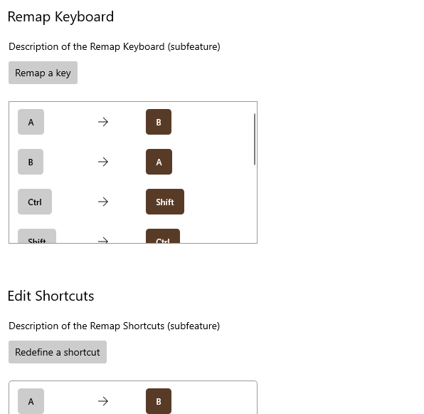 [KBM] - UI: Edit Shortcuts and Edit Keyboard in Keyboard Manager do not have fluent Corner Radii ...