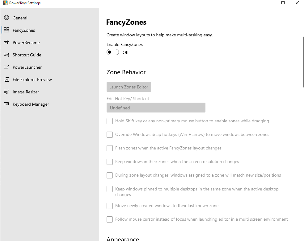 [SettingsV2] FancyZones settings are not set to default for a new fancy ...