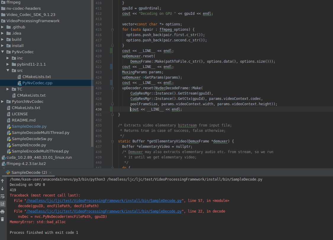 PyNvCodec/TC/CMakeFiles/TC.dir/build.make:75: recipe for target 'PyNvCodec/TC/CMakeFiles/TC.dir ...