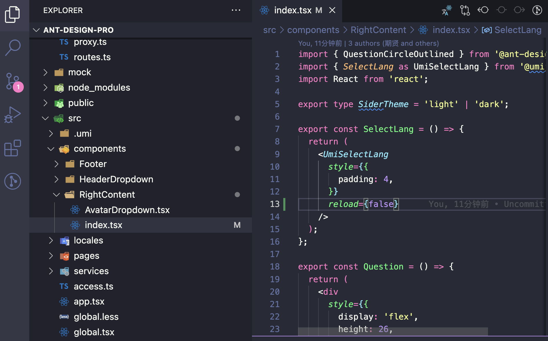 🐛 [BUG]antd-pro 国际化切换语言关闭页面刷新，tabs的语言不切换 · Issue #10822 · ant-design/ant-design-pro · GitHub