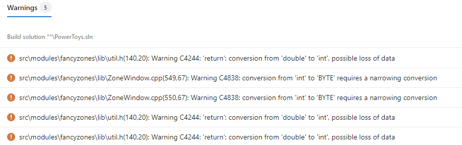 Fix build warning · Issue #1215 · microsoft/PowerToys · GitHub
