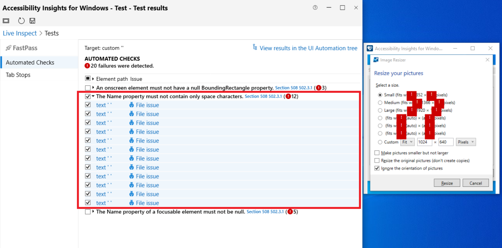 [Programmatic Issue - Settings>Image Resizer>File Explorer]: Name Property is containing only ...