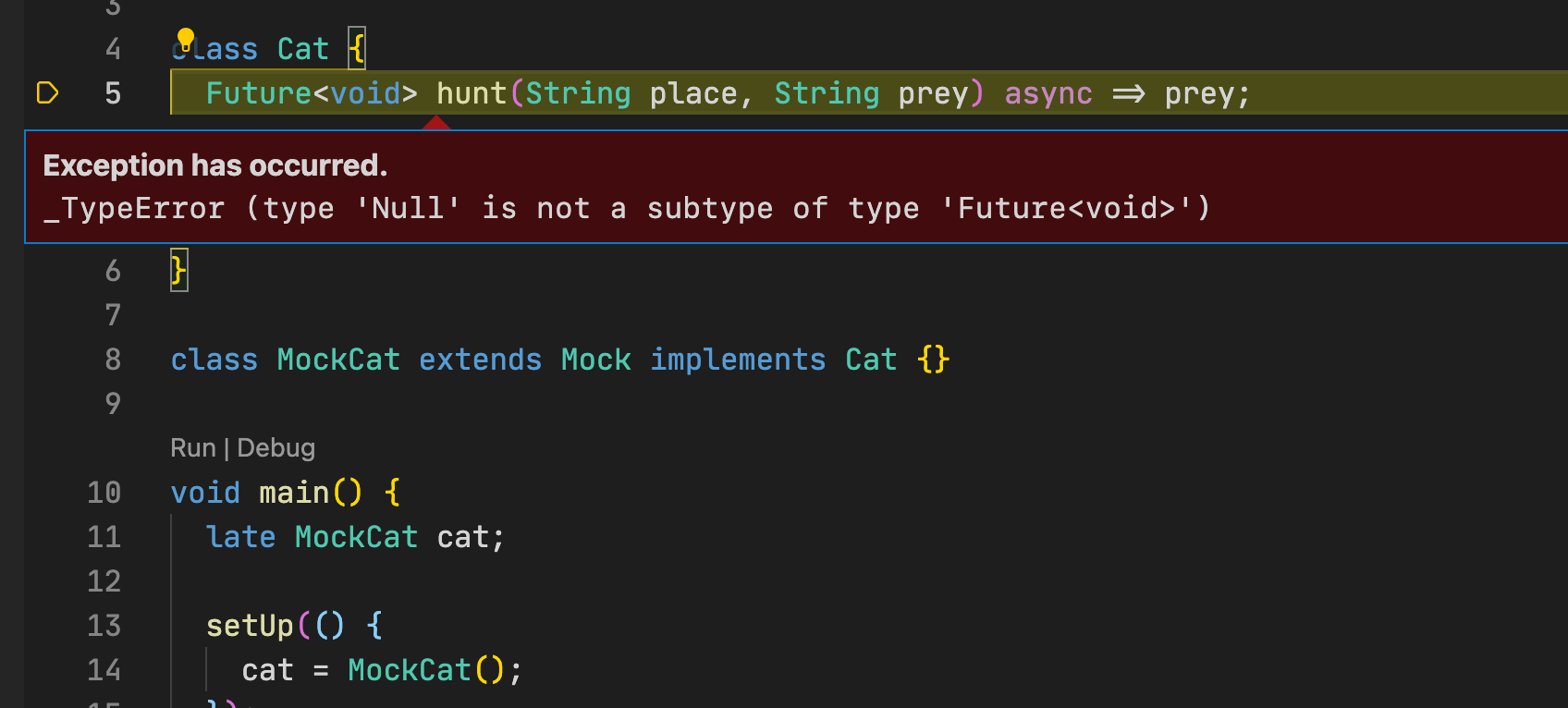 `When` throws exception when stubbing response · Issue #37 · felangel/mocktail · GitHub