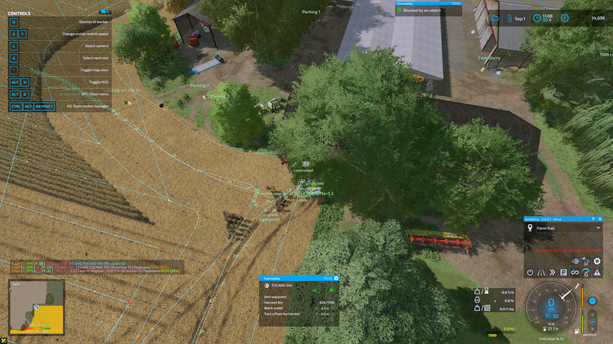 [Question] Combine gets caught in trees or on dike every time when ...
