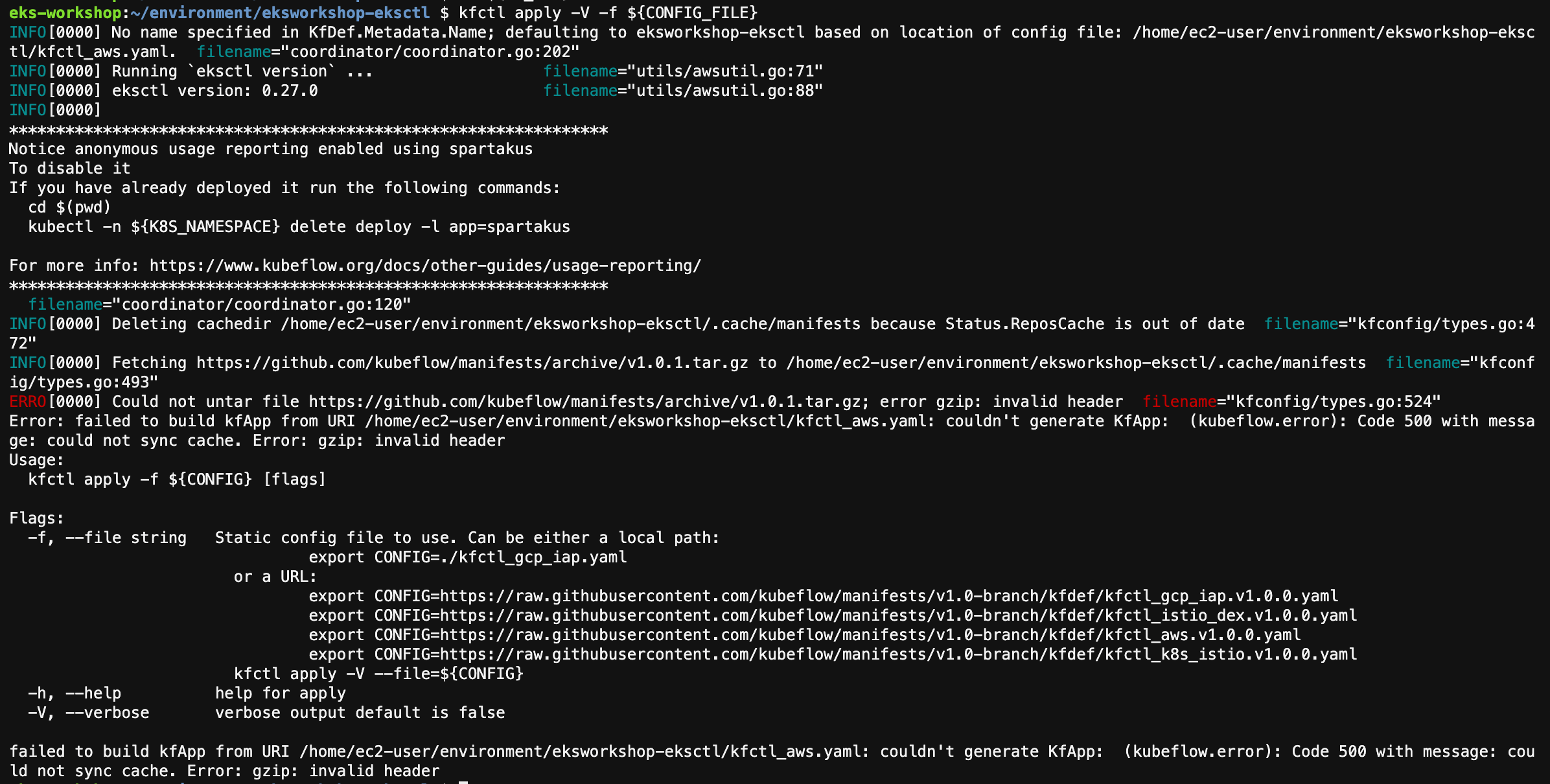 kubeflow deploy fail error gzip: invalid header filename="kfconfig/types.go:524" · Issue #917 ...