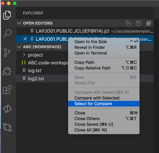 Add compare actions for USS files and Data Sets · Issue #246 · zowe/zowe-explorer-vscode · GitHub