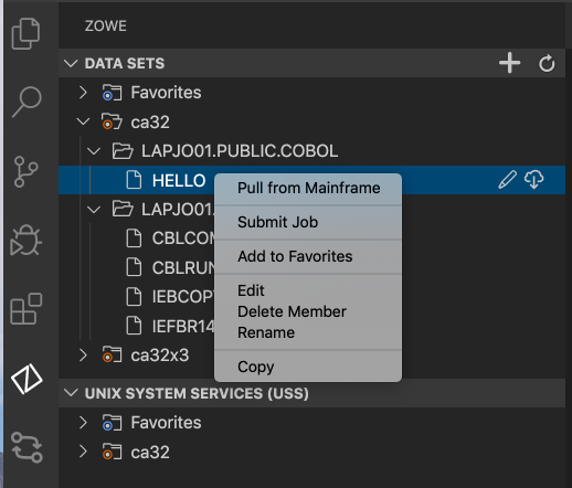 Add compare actions for USS files and Data Sets · Issue #246 · zowe/zowe-explorer-vscode · GitHub