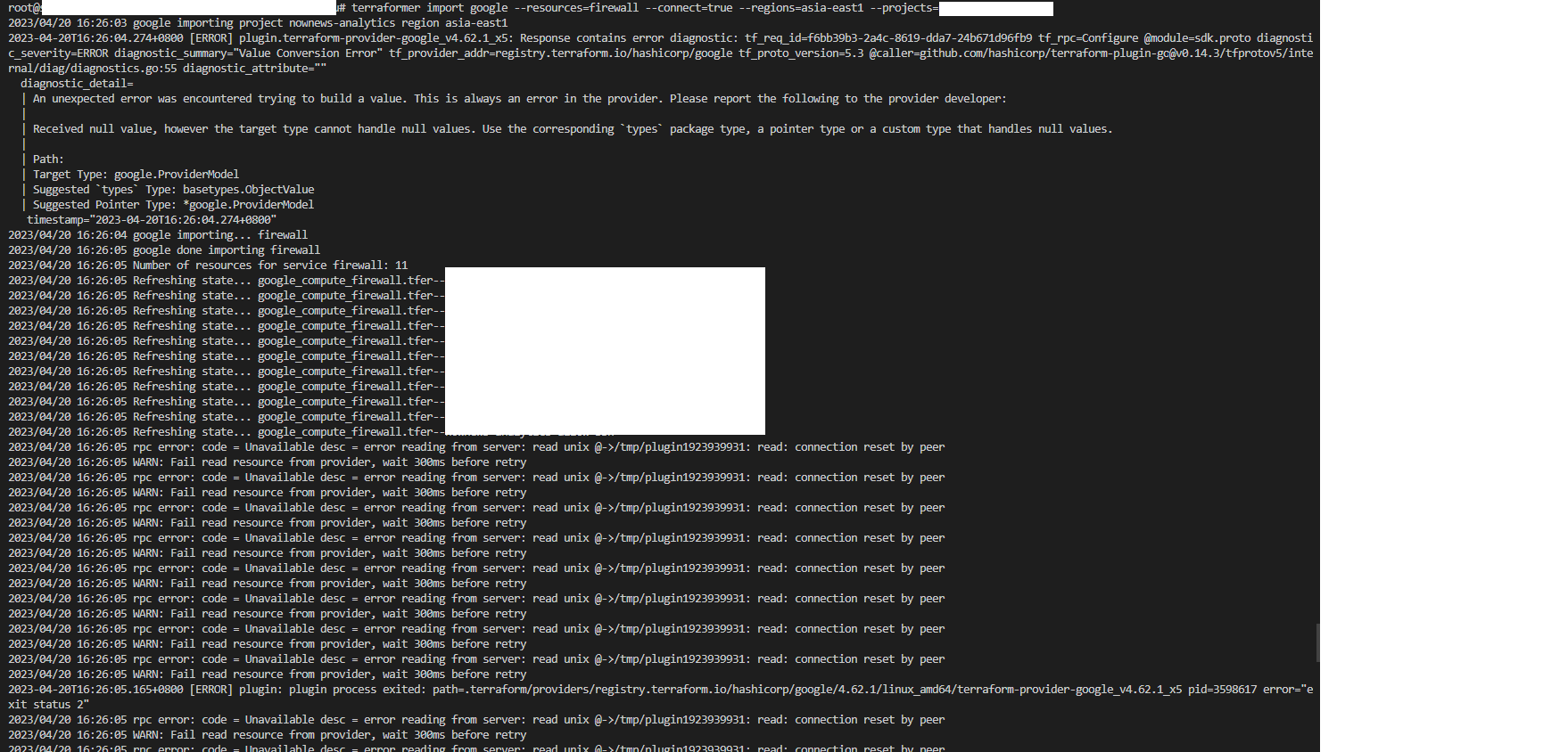 terraformer import google doesn't work · Issue #1692 · GoogleCloudPlatform/terraformer · GitHub