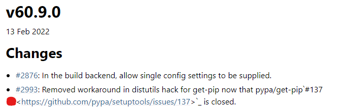 [Docs] Fix incorrectly displayed links in CHANGELOG by abravalheri · Pull Request #3124 · pypa ...