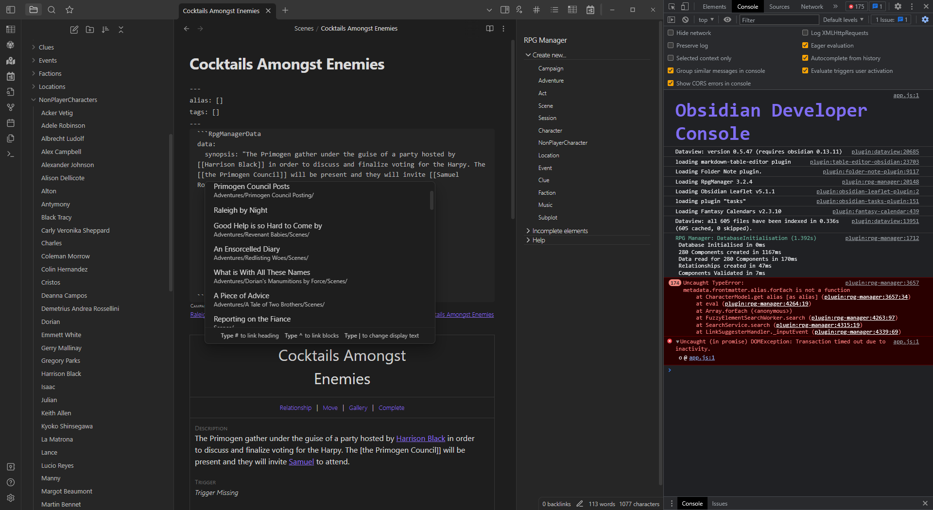 [BUG] · Issue #245 · carlonicora/obsidian-rpg-manager · GitHub