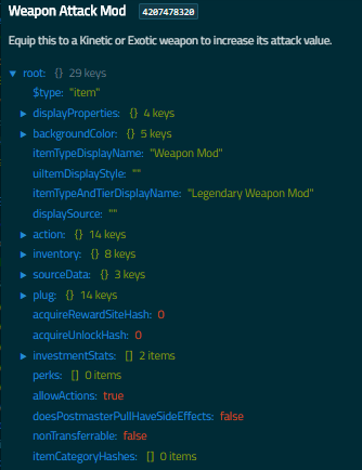Weapon Mods with empty itemCategoryHashes · Issue #399 · Bungie-net/api · GitHub
