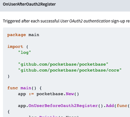 Docs Issue: Typo under OnUserAfterOauth2Register · Issue #358 · pocketbase/pocketbase · GitHub
