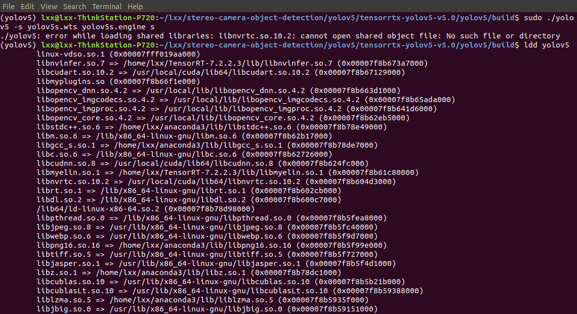 Yolov5 Error While Loading Shared Libraries Libnvrtc So 10 2 Cannot Open Shared Object File