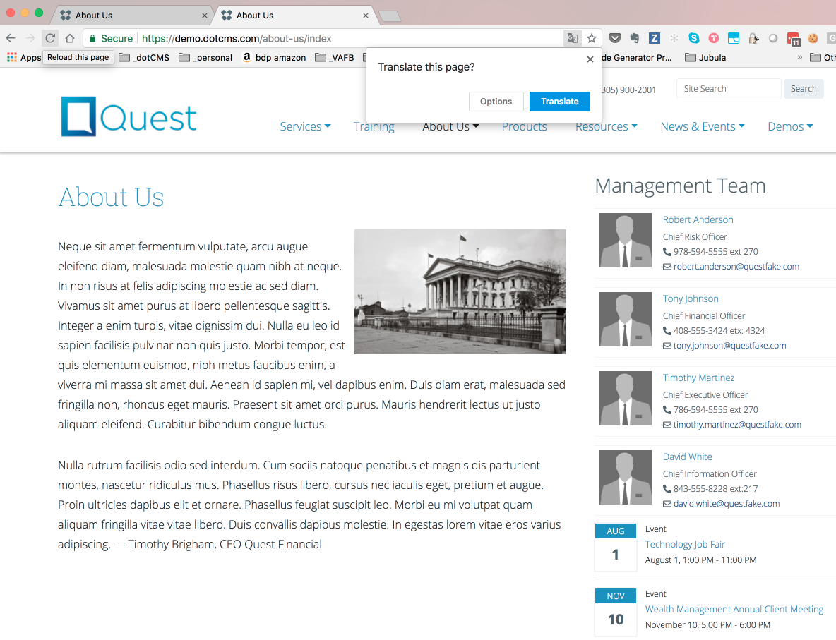Starter issue - In 5.0 - "About Us" page triggers chrome's "Translate this page?" dialog · Issue ...