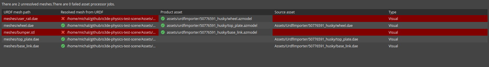 URDF Importer, the Qt table has product asset rendered incorectly. · Issue #305 · o3de/o3de ...