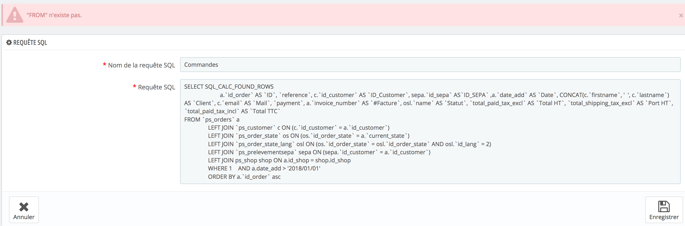 Sql Manager Order Export Problem · Issue 12416 · Prestashopprestashop · Github 