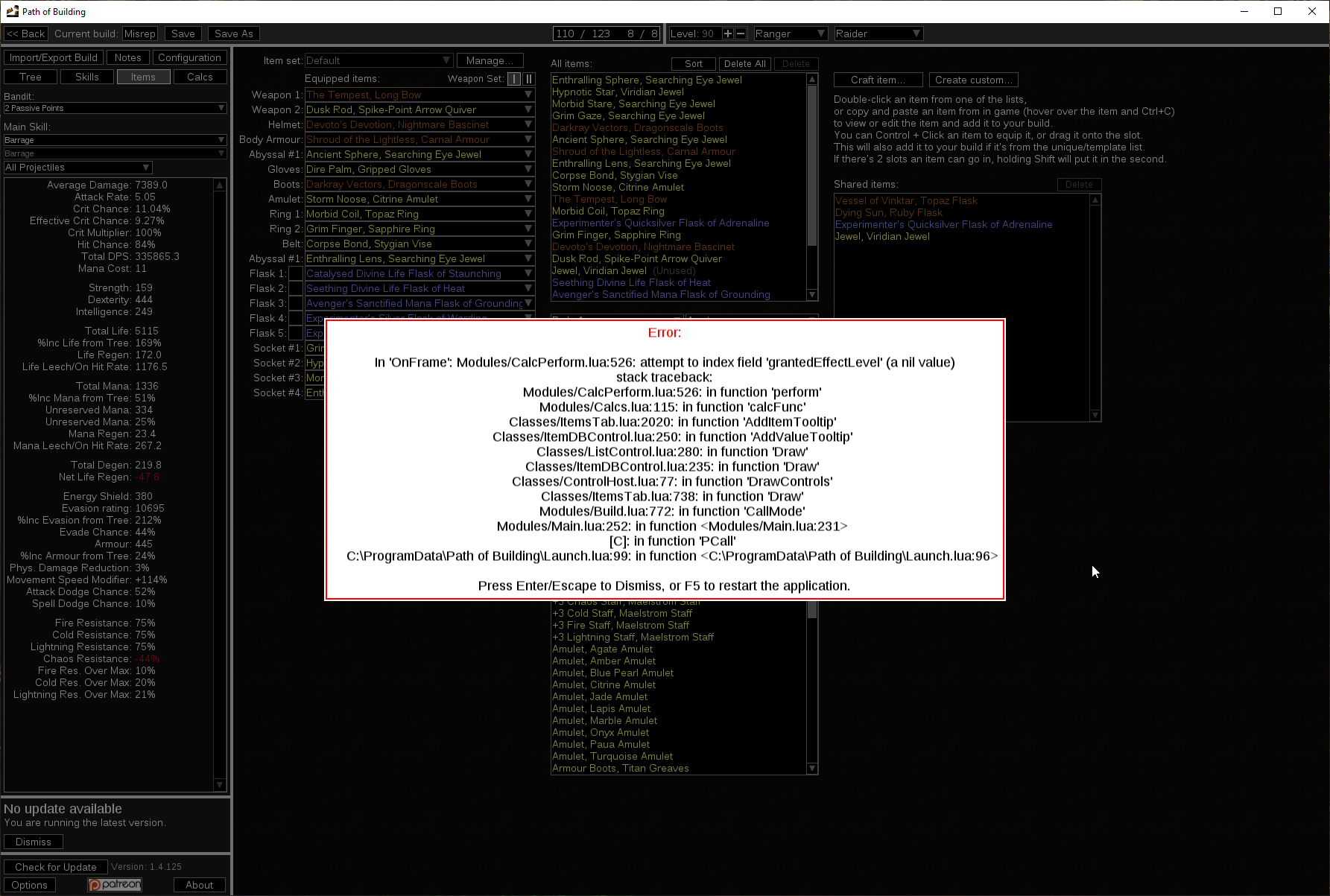 Mousing over Gruthkul's Pelt Causing Error · Issue #1366 · Openarl/PathOfBuilding · GitHub