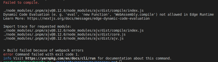 AJV is not allowed in Edge Runtime · vercel next.js · Discussion #47063 · GitHub