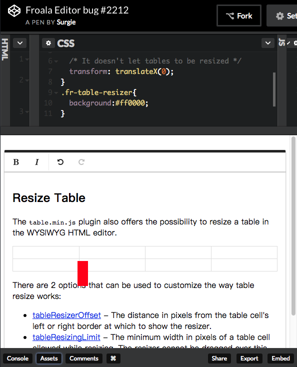 Unable to resize table located in a "transformed" element · Issue #2212 · froala/wysiwyg-editor ...