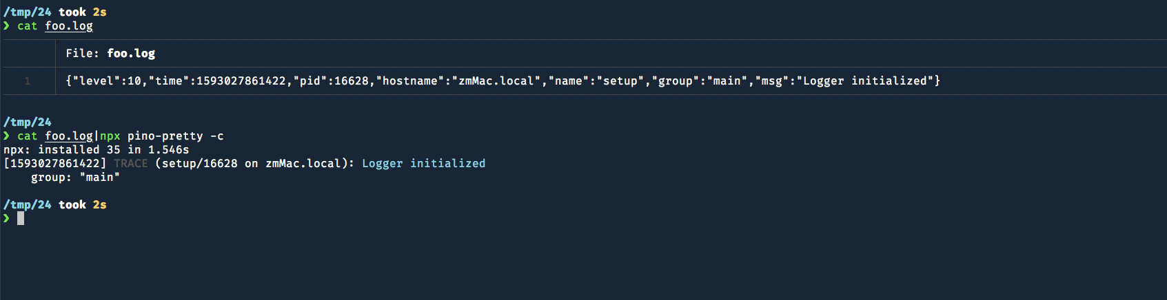 Doesn't work · Issue #111 · pinojs/pino-pretty · GitHub