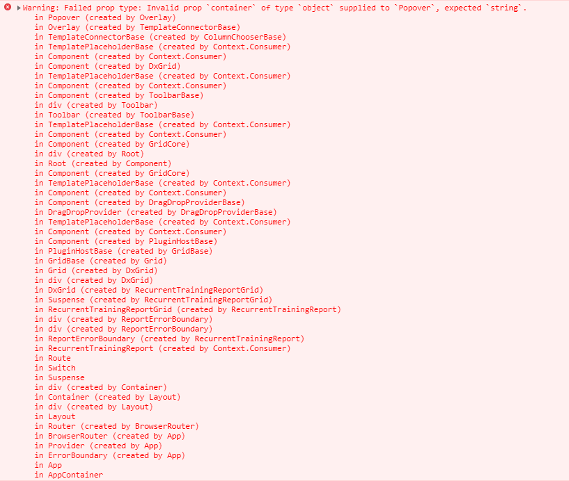 Invalid Prop `container` Of Type `object` Supplied To `popover` · Issue 1899 · Devexpress