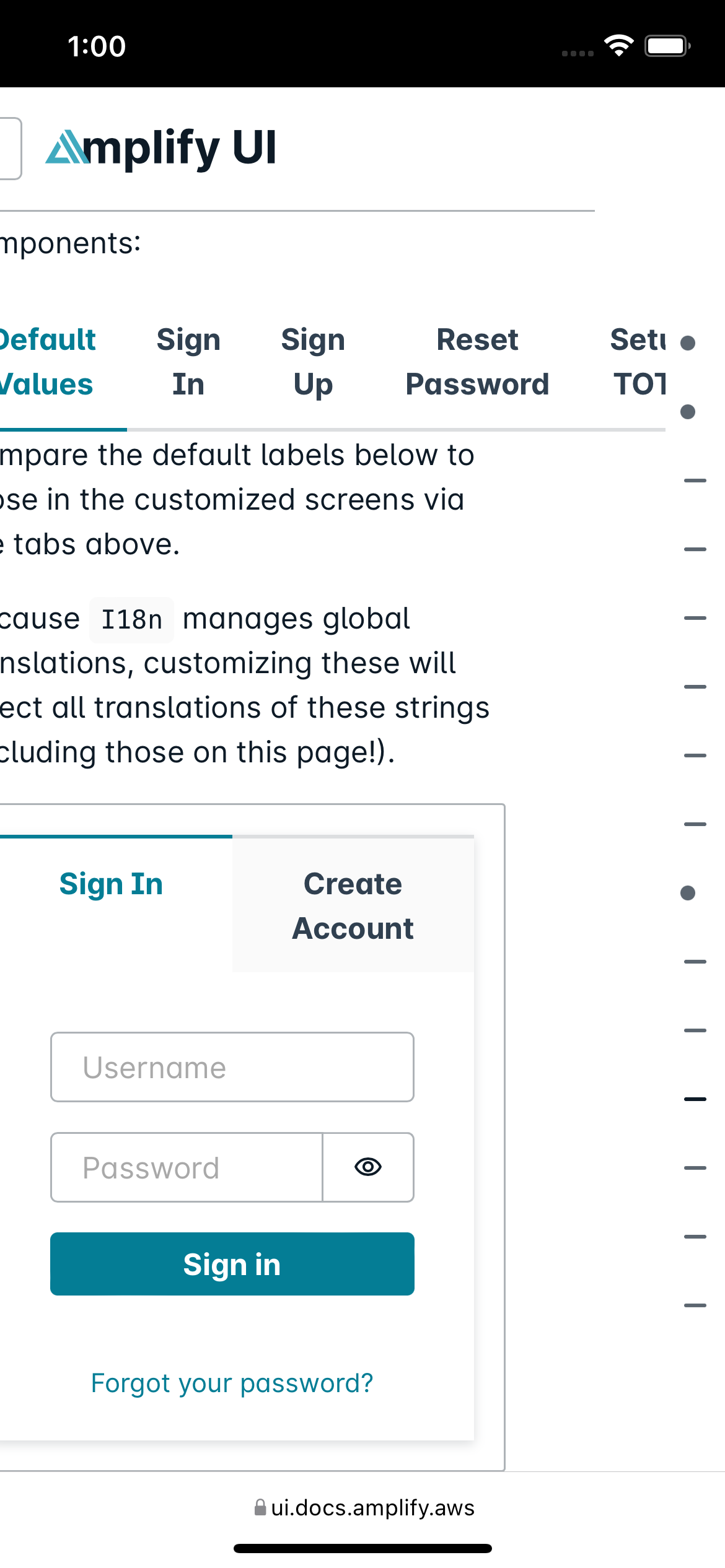Mobile site fixes: Tabs make Authenticator example too wide · Issue #1556 · aws-amplify/amplify ...