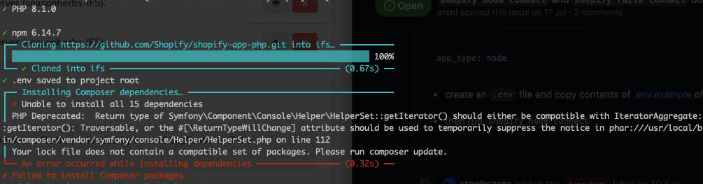 `shopify node connect` and `shopify rails connect` don't create config ...