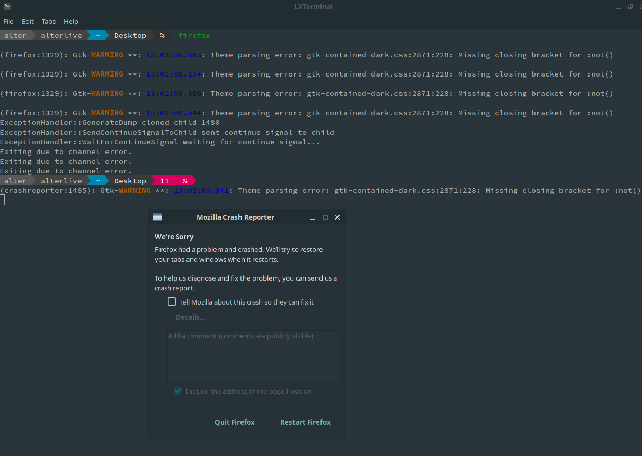 最新のアップデートをかけるとfirefoxが起動しなくなる件 · Issue #275 · FascodeNet/alterlinux · GitHub