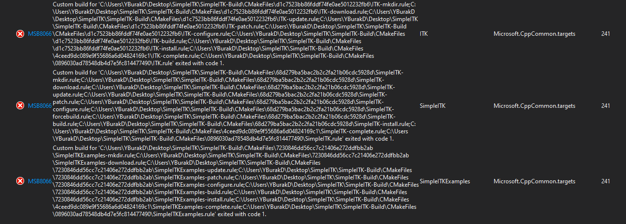 SimpleITK, ITK and Examples cannot be built · Issue #1423 · SimpleITK ...