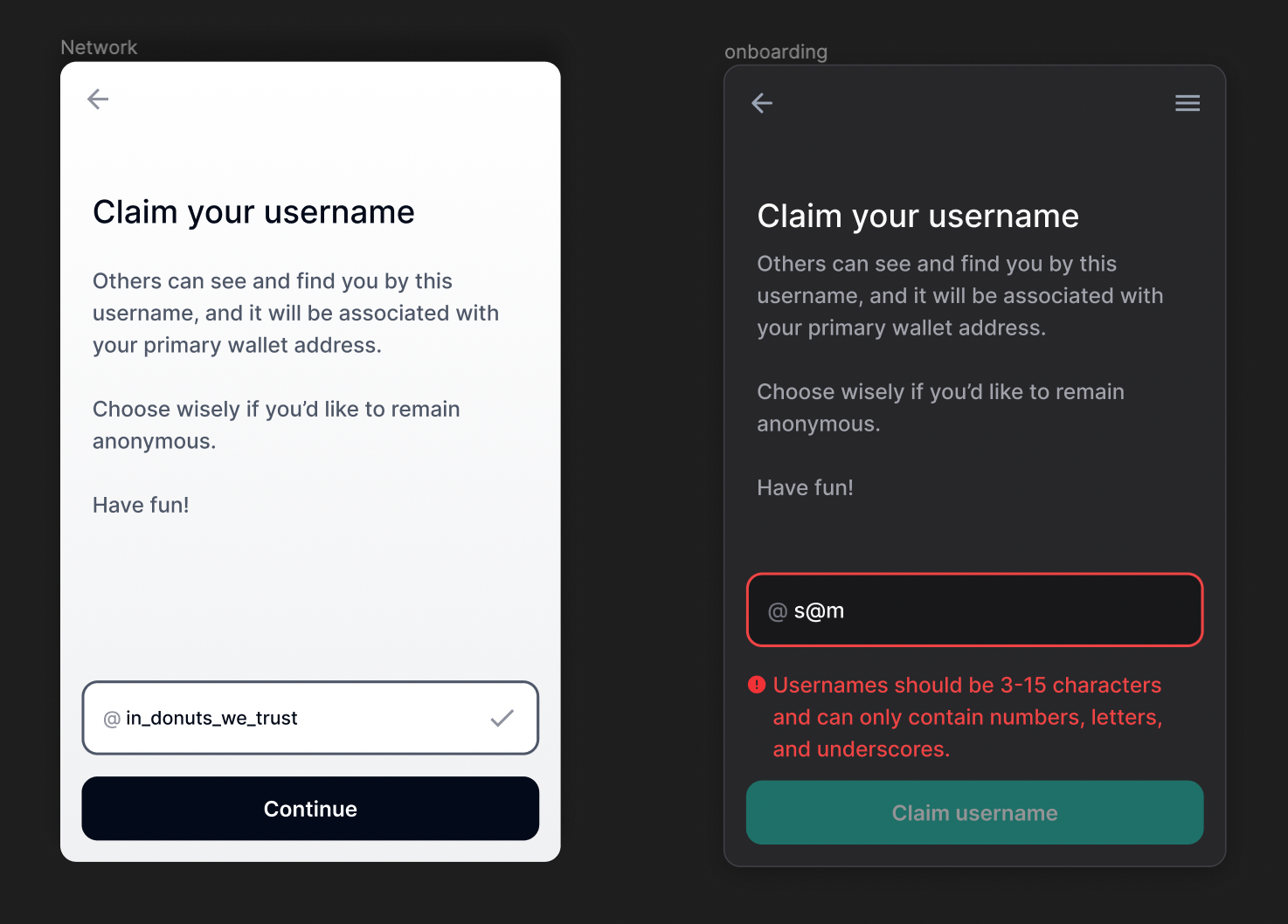 Edit copy on create username screen + move one paragraph to error text ...