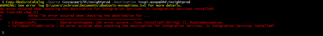 Copy-DbaSsisCatalog can't find the SSIS installed on the destination server · Issue #2493 ...
