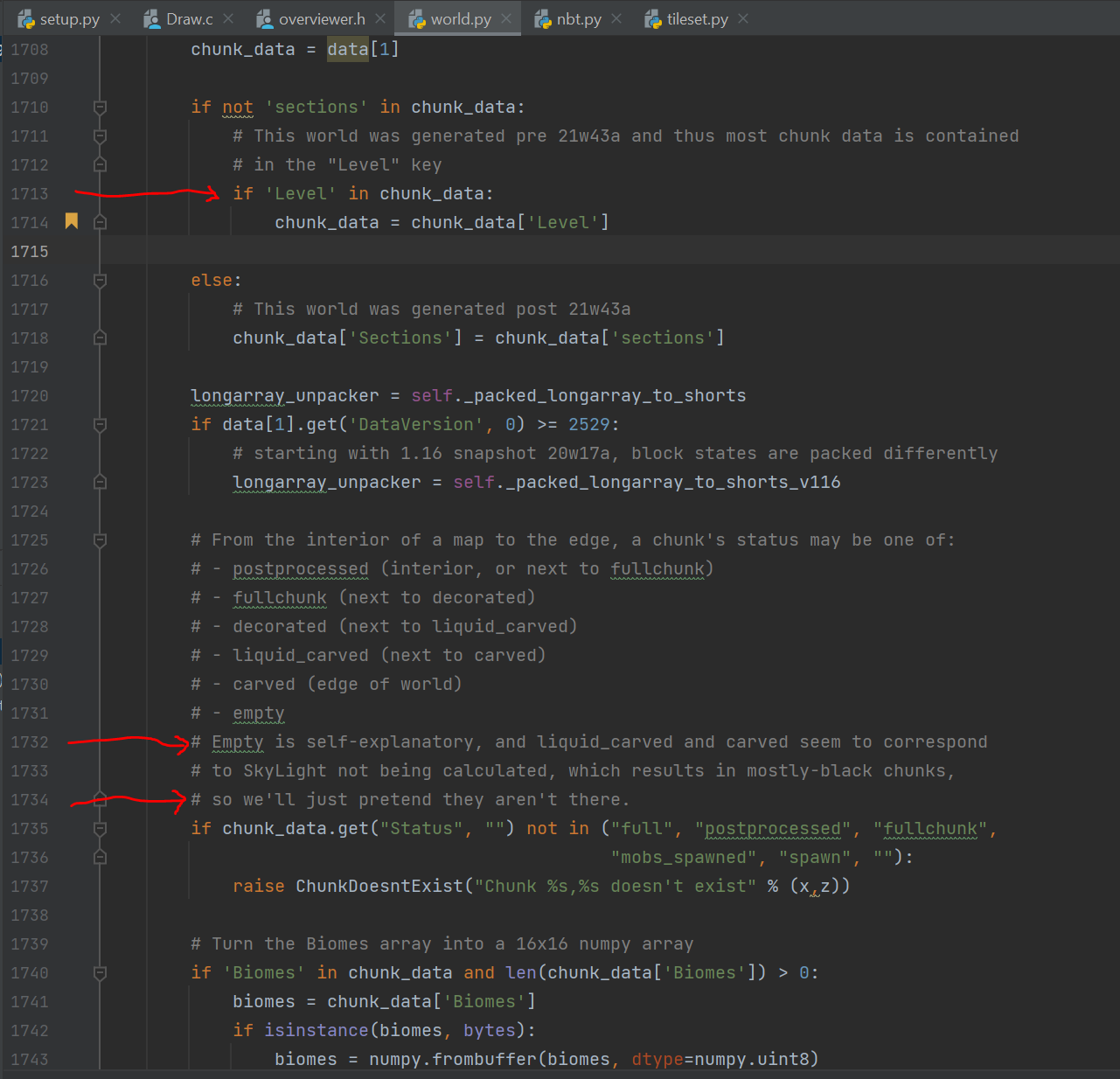 Multiple chunks fail to render in 1.18.1 · Issue #2010 · overviewer/Minecraft-Overviewer · GitHub