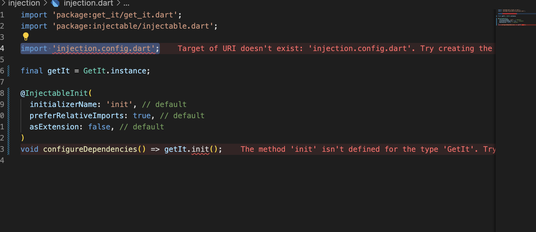 The method 'init' isn't defined for the type 'GetIt'. · Issue #326 · Milad-Akarie/injectable ...