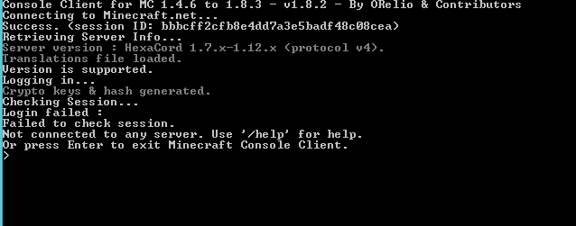 Error when logging into server · Issue #485 · MCCTeam/Minecraft-Console-Client · GitHub