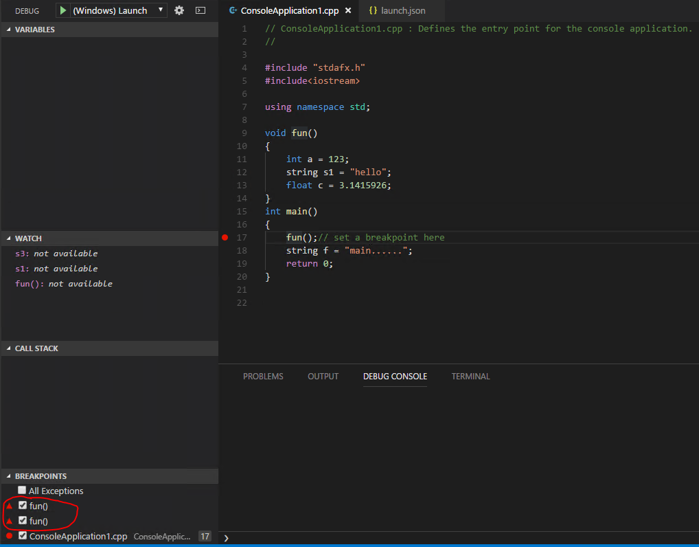 [C++ on windows][vsdbg]There are duplicate function breakpoint with ...