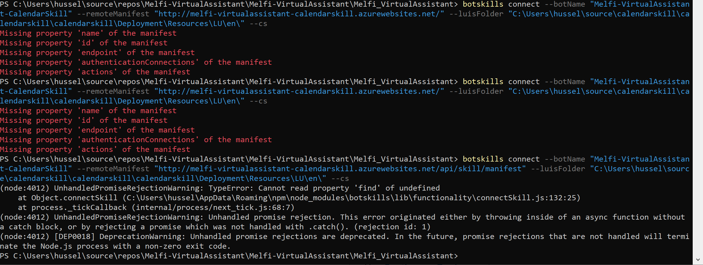 Cannot link the Calendar Skill with my VA · Issue #1550 · microsoft/botframework-solutions · GitHub