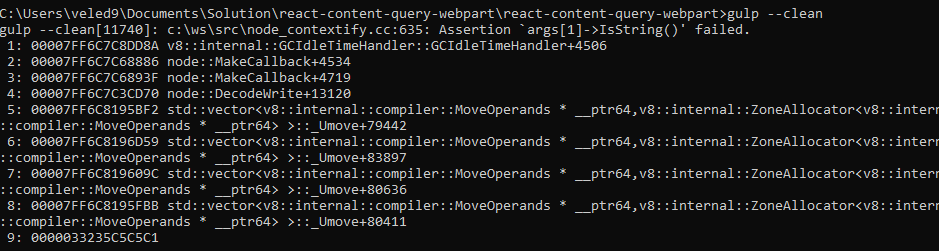 Assertion `args[1] Isstring Failed Error While Trying To Rebuild The React Content Query