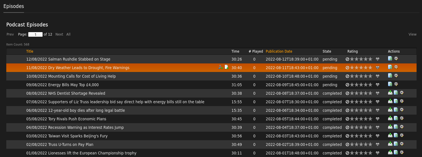 Podcast episodes 'pending' · Issue #3315 · ampache/ampache · GitHub