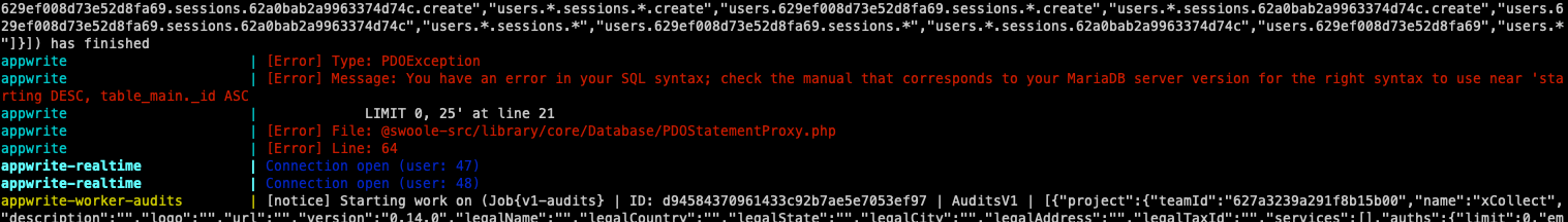 🐛 Bug Report: Reverse pagination causes error 500 · Issue #3356 · appwrite/appwrite · GitHub