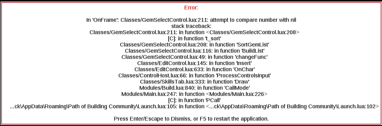 Crash on gem selector · Issue #1933 · PathOfBuildingCommunity/PathOfBuilding · GitHub