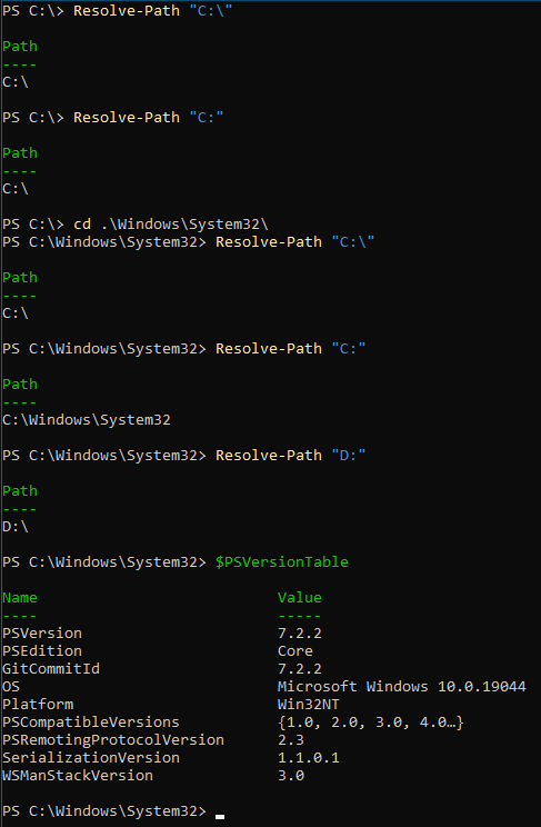 Resolve-Path returns current Part if given drive letter and colon as parameter · Issue #17194 ...