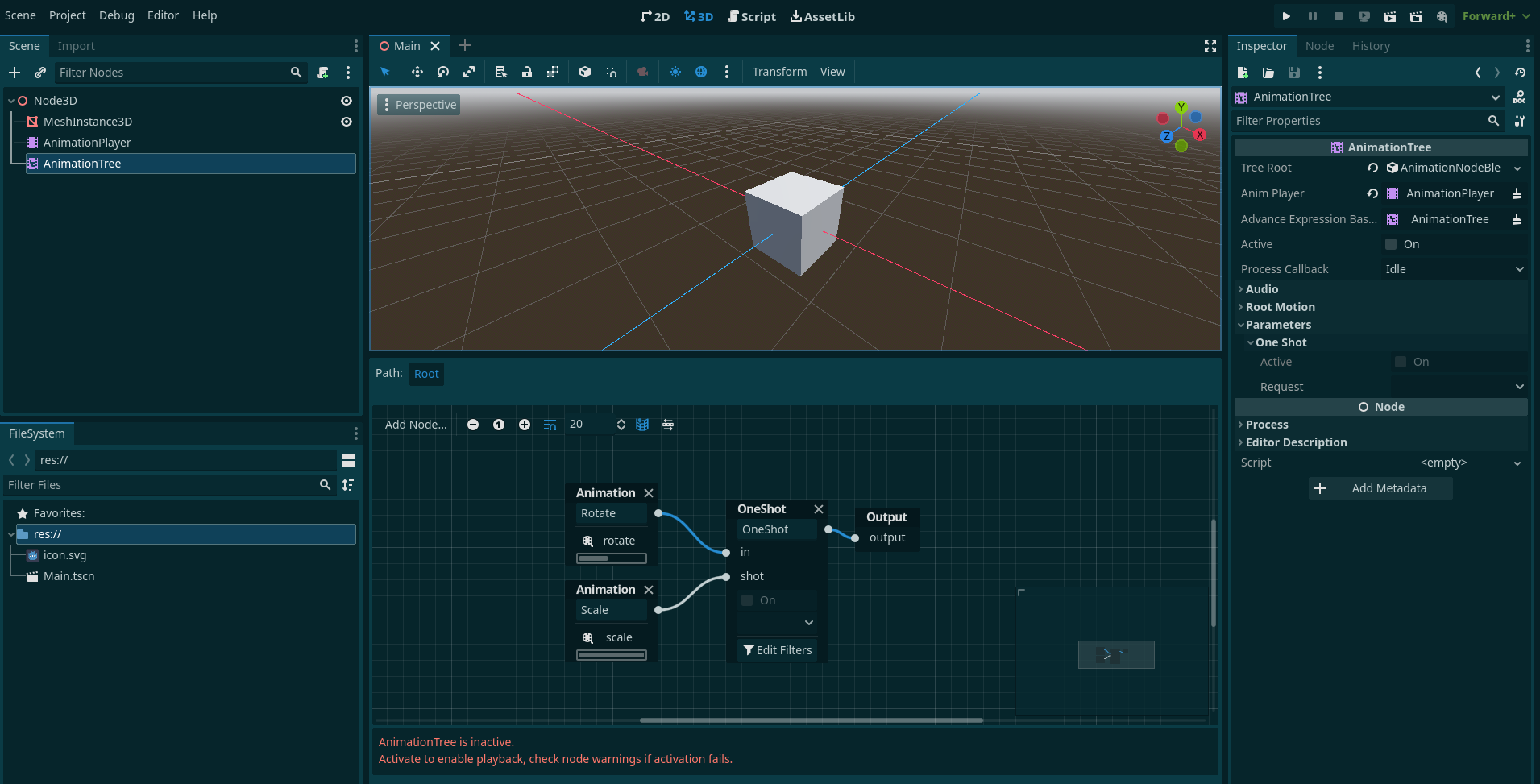 Using OneShot in animation tree sets model scale to 0 · Issue #74247 ...
