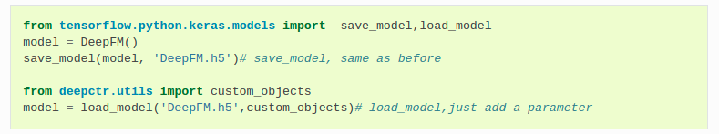 cannot save then load model · Issue #104 · shenweichen/DeepCTR · GitHub