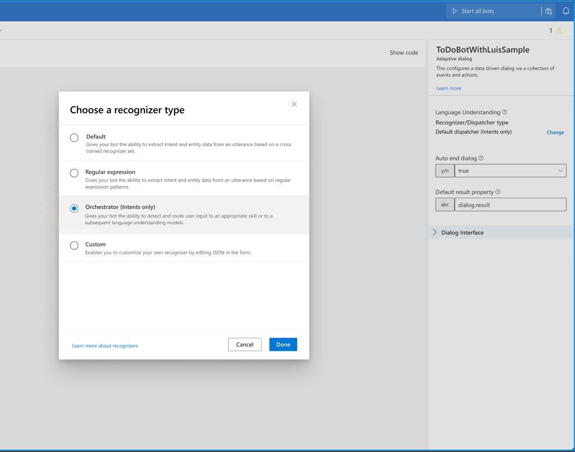 New UX to switch recognizer type · Issue #7935 · microsoft/BotFramework-Composer · GitHub