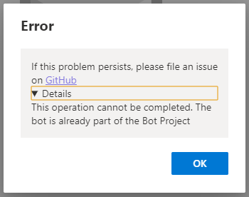 error pop up for duplicated skill · Issue #7827 · microsoft/BotFramework-Composer · GitHub
