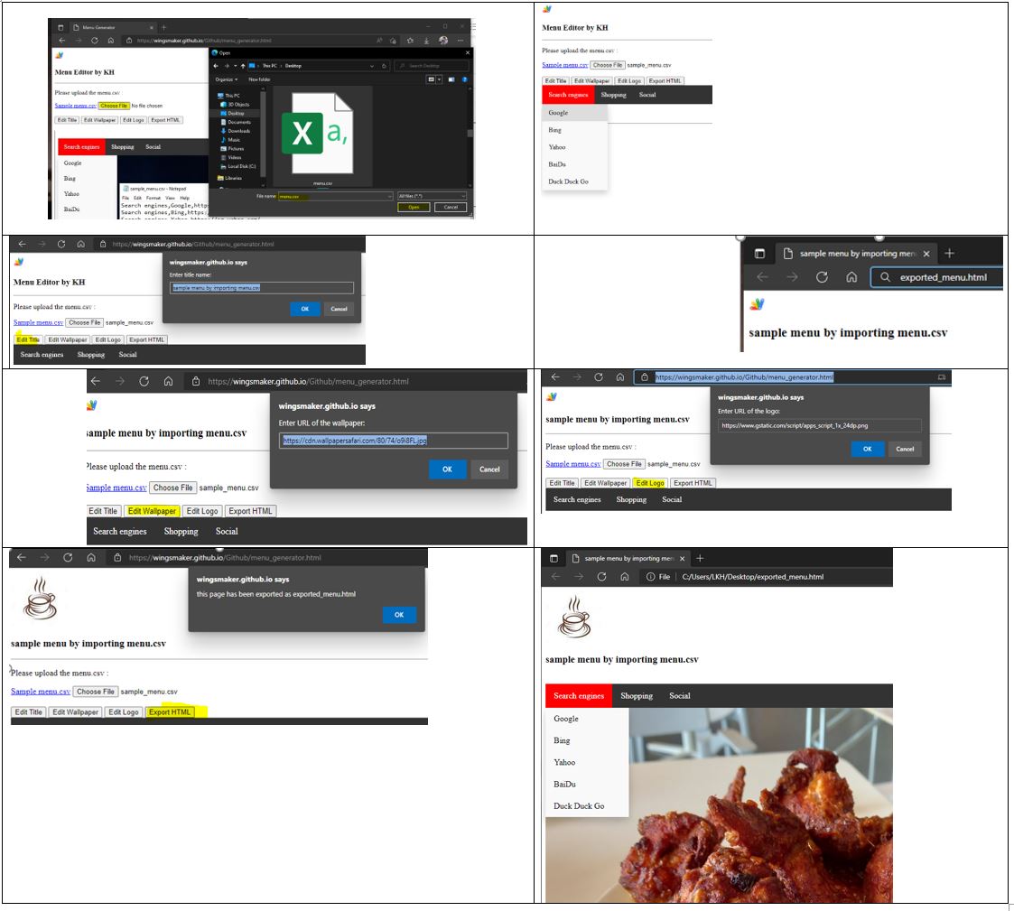 GitHub - WingsMaker/menu_generator: create webpage with pulldown menu ...